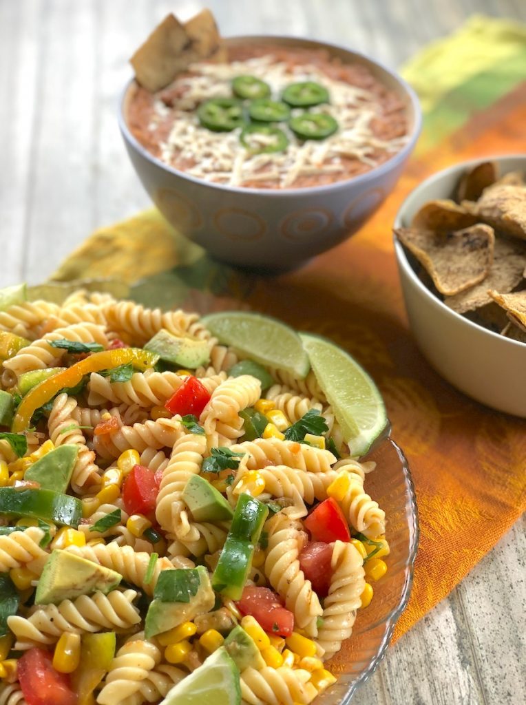 Salsa Pasta Salad with Avocado, Corn, and Peppers