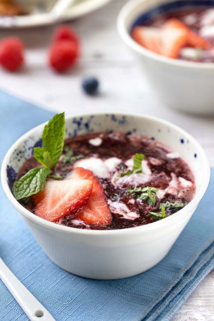 Cold Berry Soup (a medley of blueberries, strawberries, & raspberries)