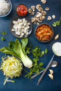 Vegan Kimchi Soup with Tofu & Bok Choy