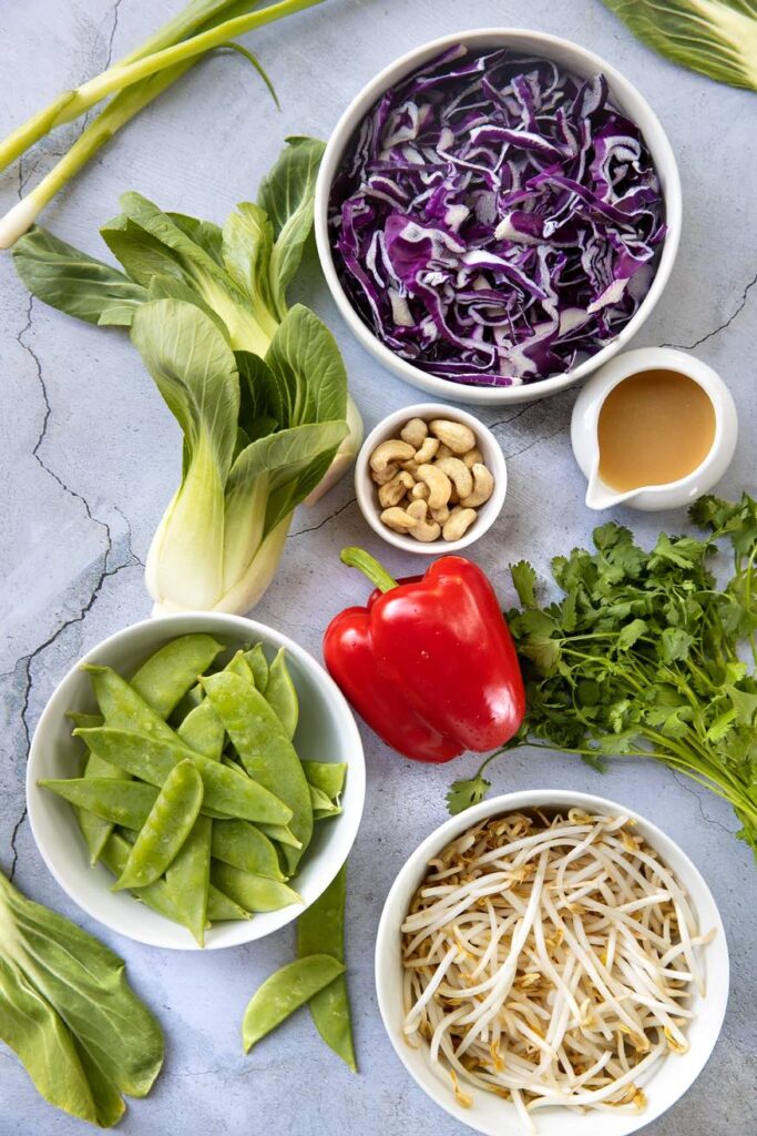 Bok Choy and Red Cabbage Salad with Snow Peas - The Vegan Atlas