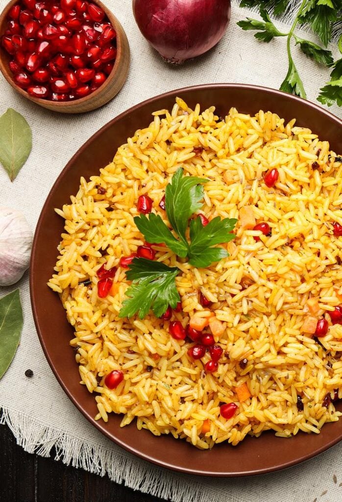Simple Pomegranate Rice Pilaf - The Vegan Atlas
