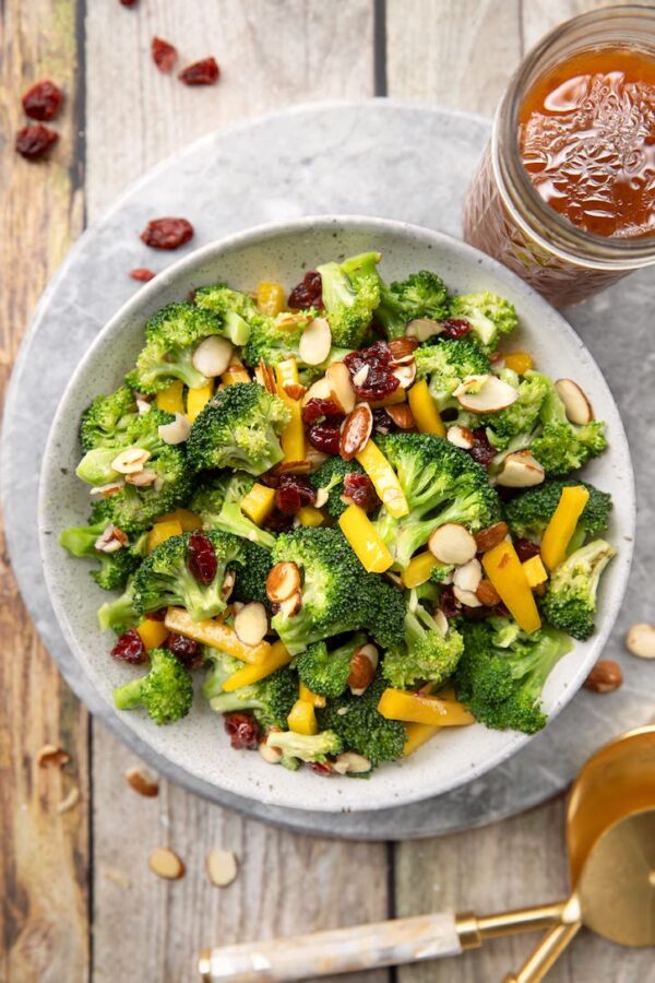 Easy Broccoli Cranberry Salad with Bell Pepper - The Vegan Atlas