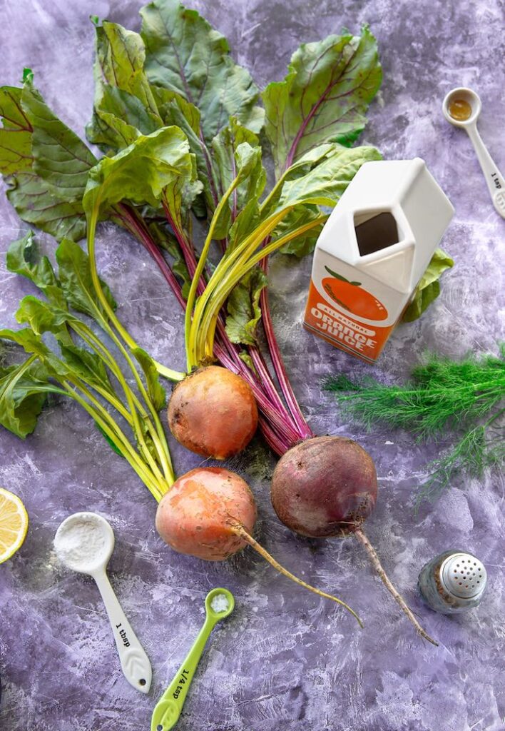 Sweet and Citrusy Beets with Beet Greens - The Vegan Atlas