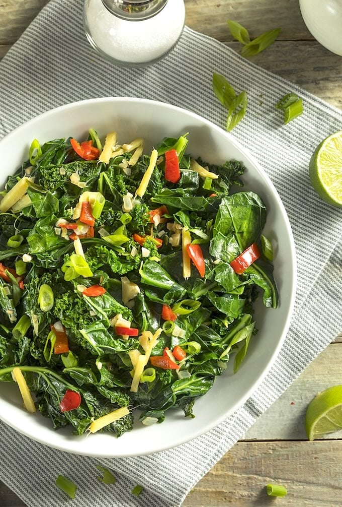 Sautéed Garlicky Greens with Bell Pepper