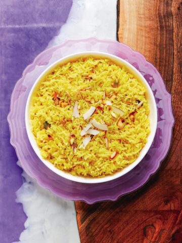 Sindhi Tairi (Sweet Spiced Rice with Nuts and Dried Fruits)